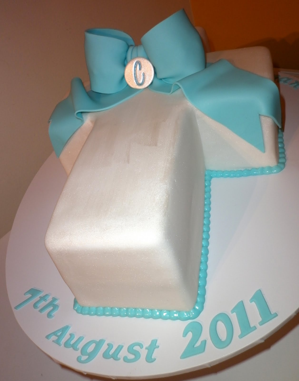 Caketopia: Christening Cake for Callum - Cross and Monogram Bow