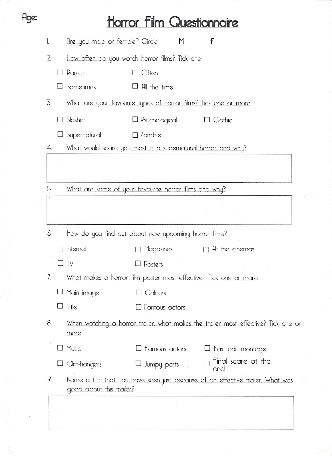 Simona A-Level Media: Horror Film Questionnaire