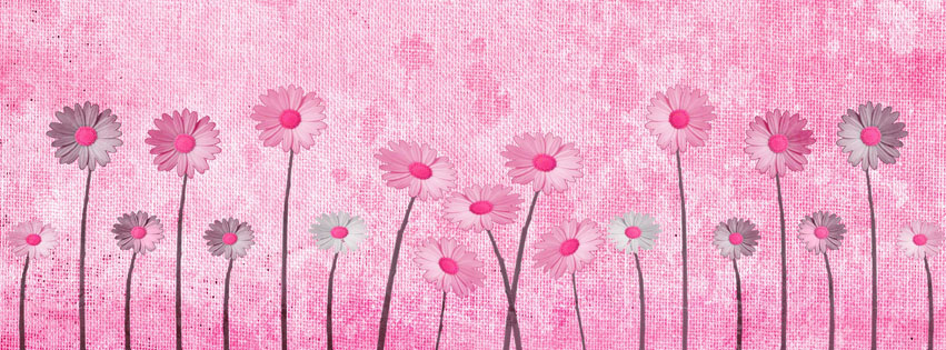 Dancing Pink Flowers Fb Cover Ocean