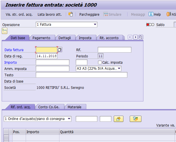 Il Sappatore: Registrare una fattura passiva attraverso la transazione ...