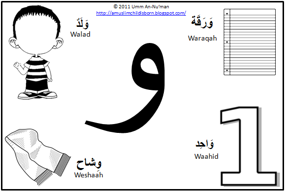 A Muslim Child is Born: Postcard: Harf Waaw