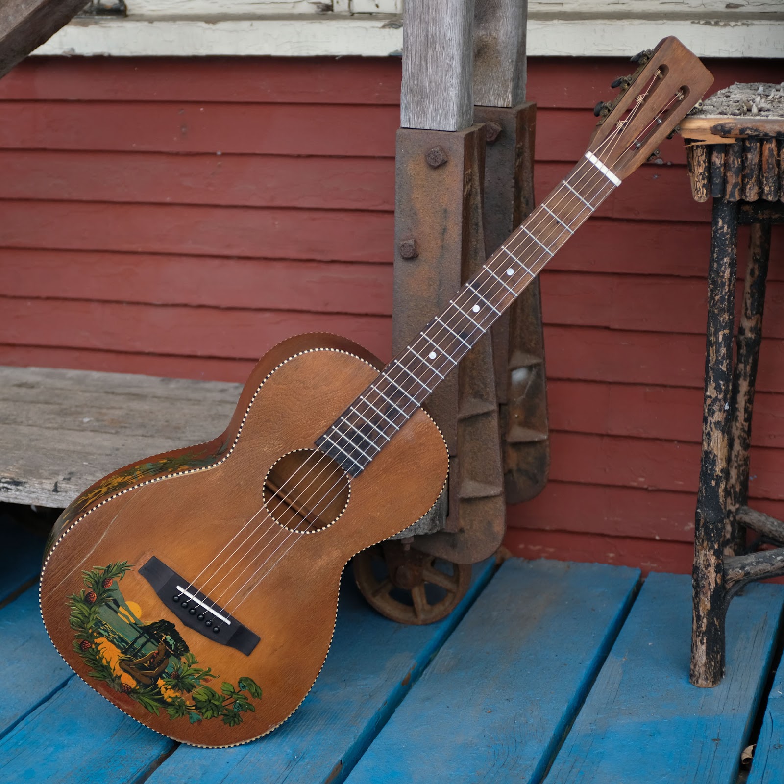 1930s Harmony-made Hawaiian-decal Parlor Guitar