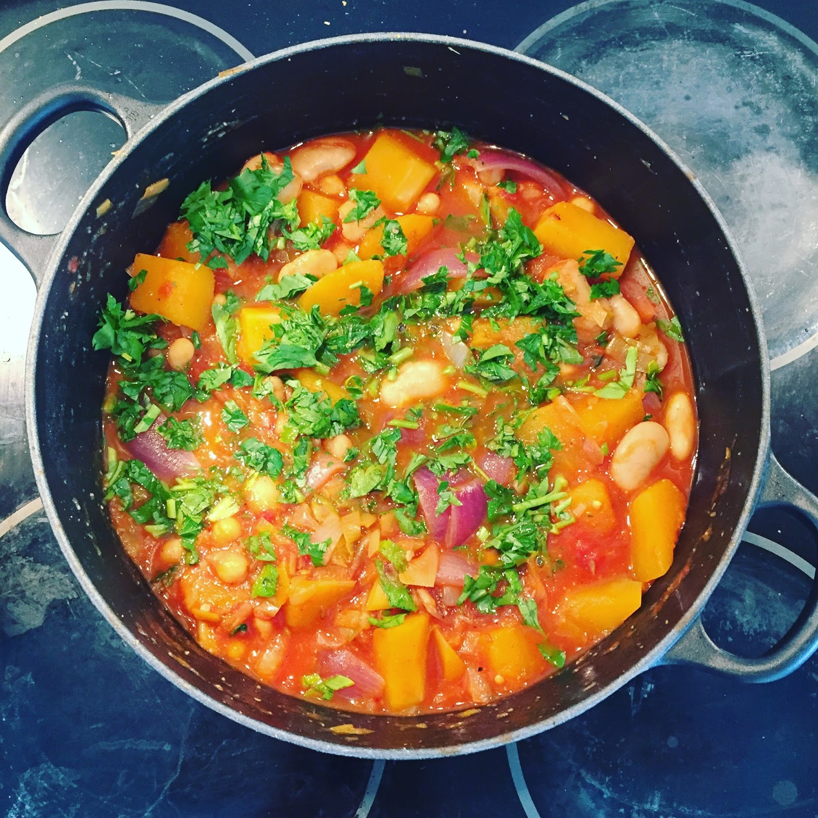 Spicy Butterbean, Chickpea and Butternut Squash Stew
