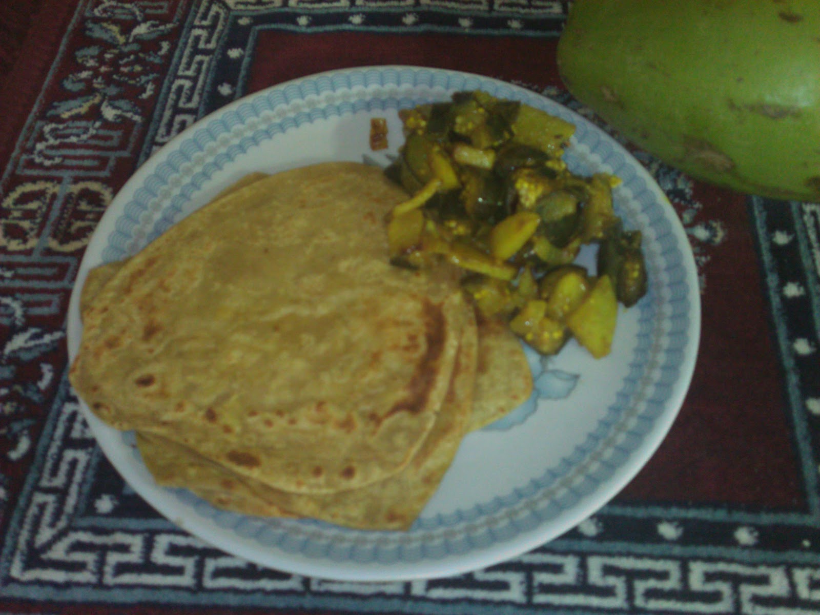 Parata - Alu Baigana Bhaja(Wheat flour Paratha with Alu-Brinjal Fry)