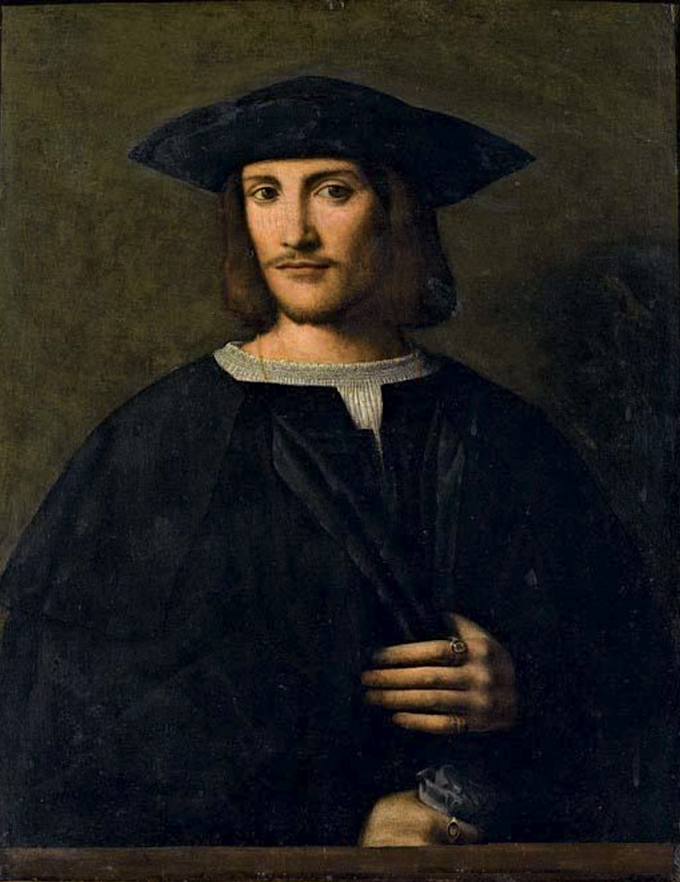 Bartolomeo Veneto (1470-1531) Portrait d'un gentilhomme en noir ...