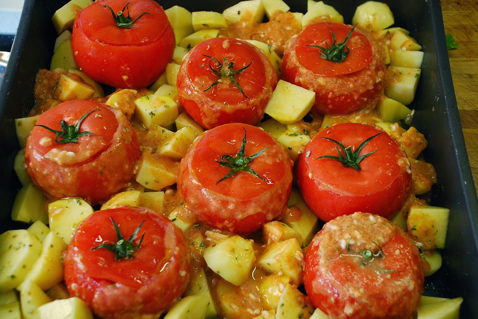 Cooking District: Pomodori con riso e patate al forno