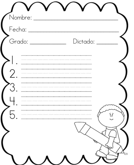 Fichas de Primaria: Hojas de dictado para niños