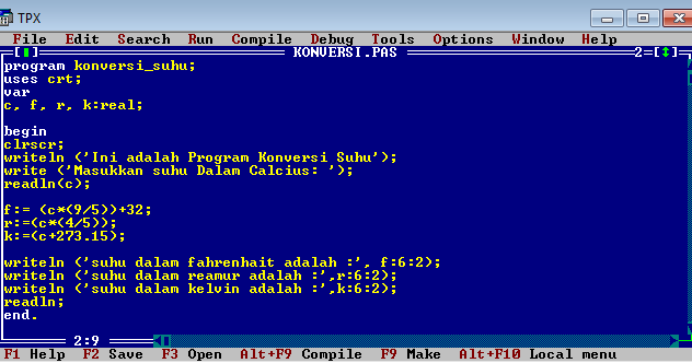 Logika Algoritma: PROGRAM KONVERSI SUHU