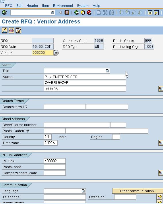 How to Create RFQ - Request for Quotation in SAP MM - T Code - ME41
