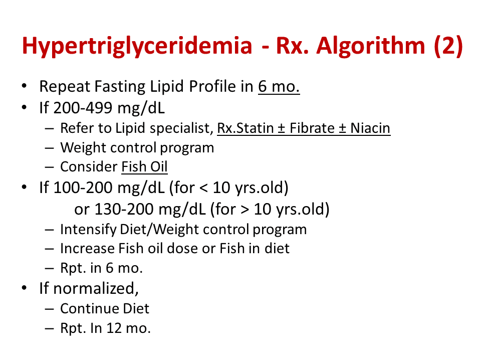 Pedi cardiology: Lipid - Elevated Triglyceride Treatment Algorithm