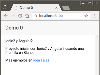 Idea Falaz: Proyecto Inicial en Ionic2 y Angular2 usando una Plantilla en Blanco
