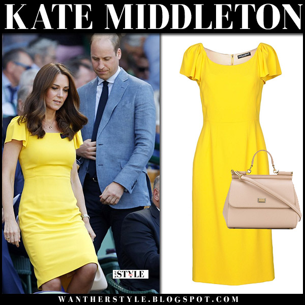 Kate Middleton in yellow dress at Wimbledon final on July 15 ~ I want ...