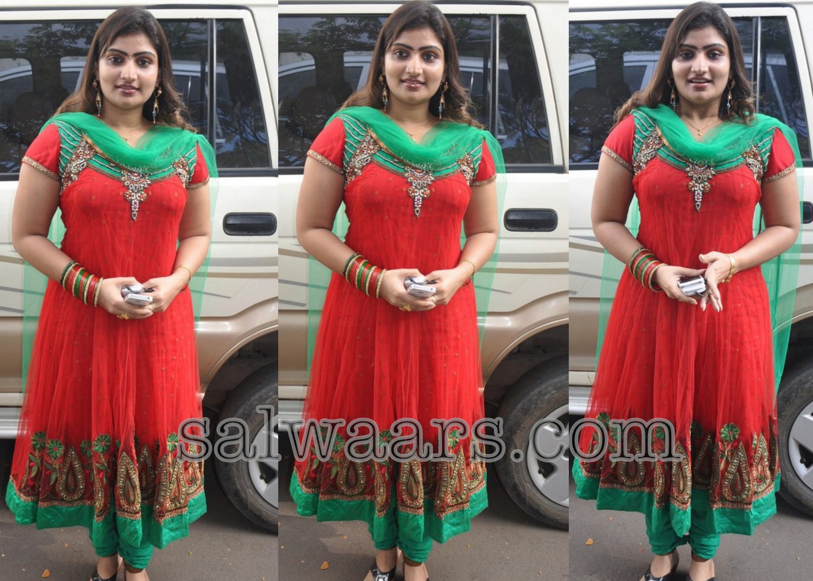 Babilona in Red Netted Salwar Kameez - Indian Dresses