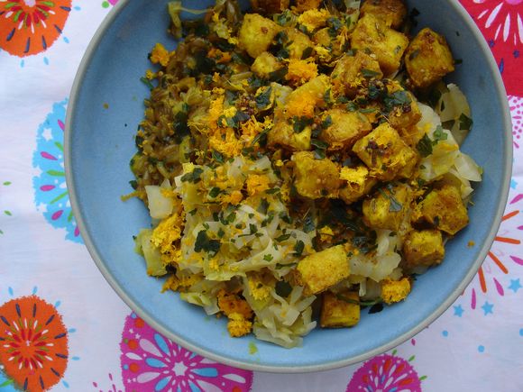 Sécotine fait sa maligne: Tofu rôti aux épices, blé vert façon risotto ...