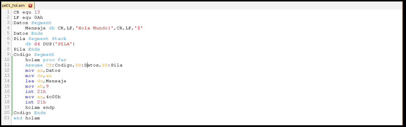 Oscar Mateo: programas de Turbo Assambler