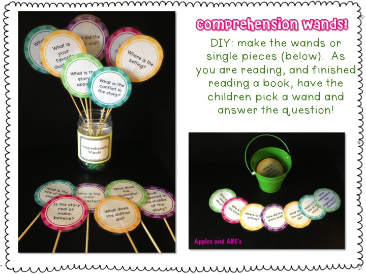 Story Elements for Kindergarten and Comprehension Wands! - Apples & ABC's