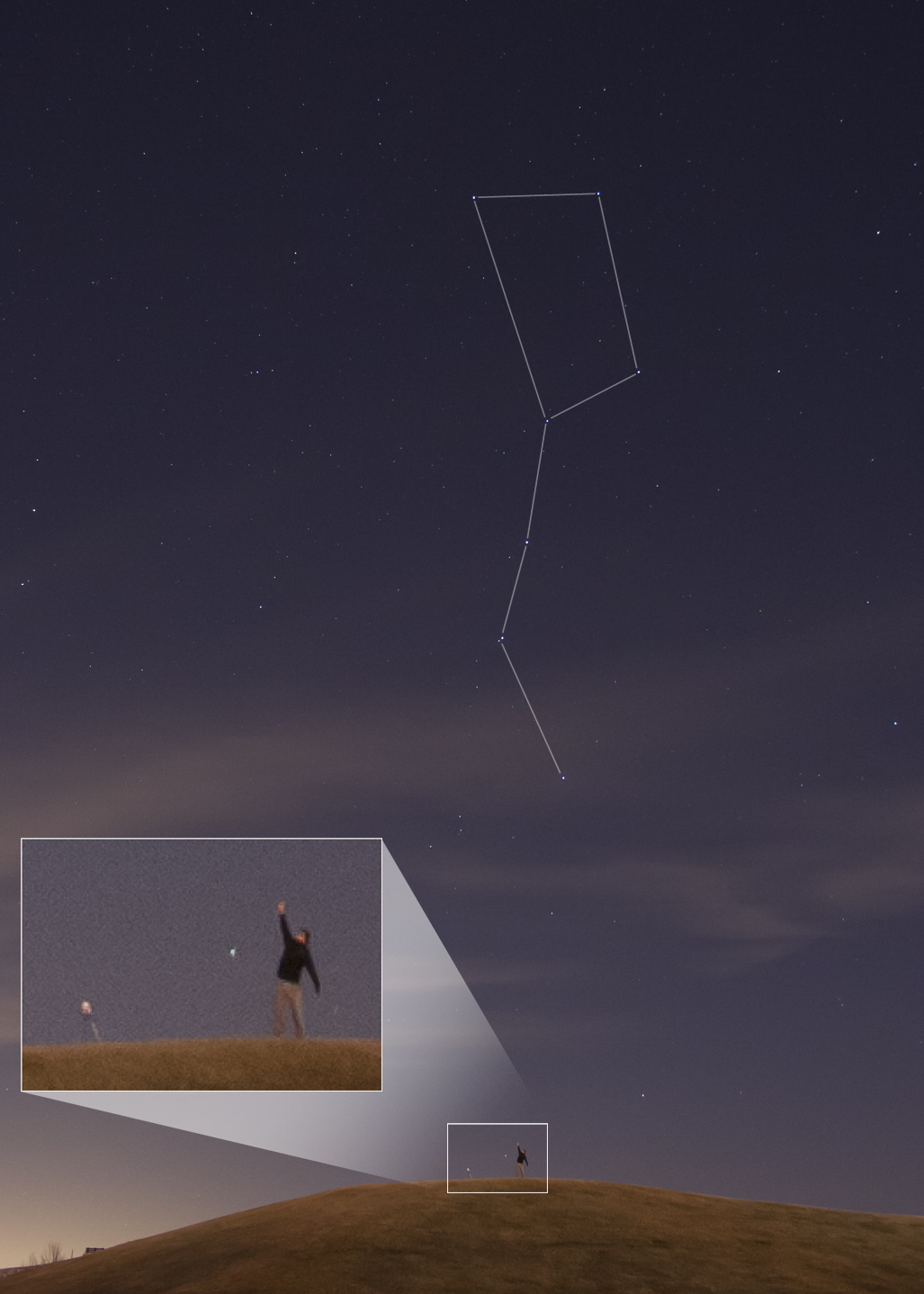 Self portrait under the Big Dipper on the one hill in town [Stellar ...