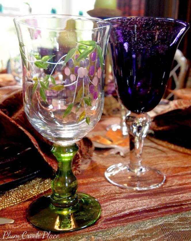 Plum Creek Place: A Deep Purple And Golden Copper Hued Fall Tablescape.