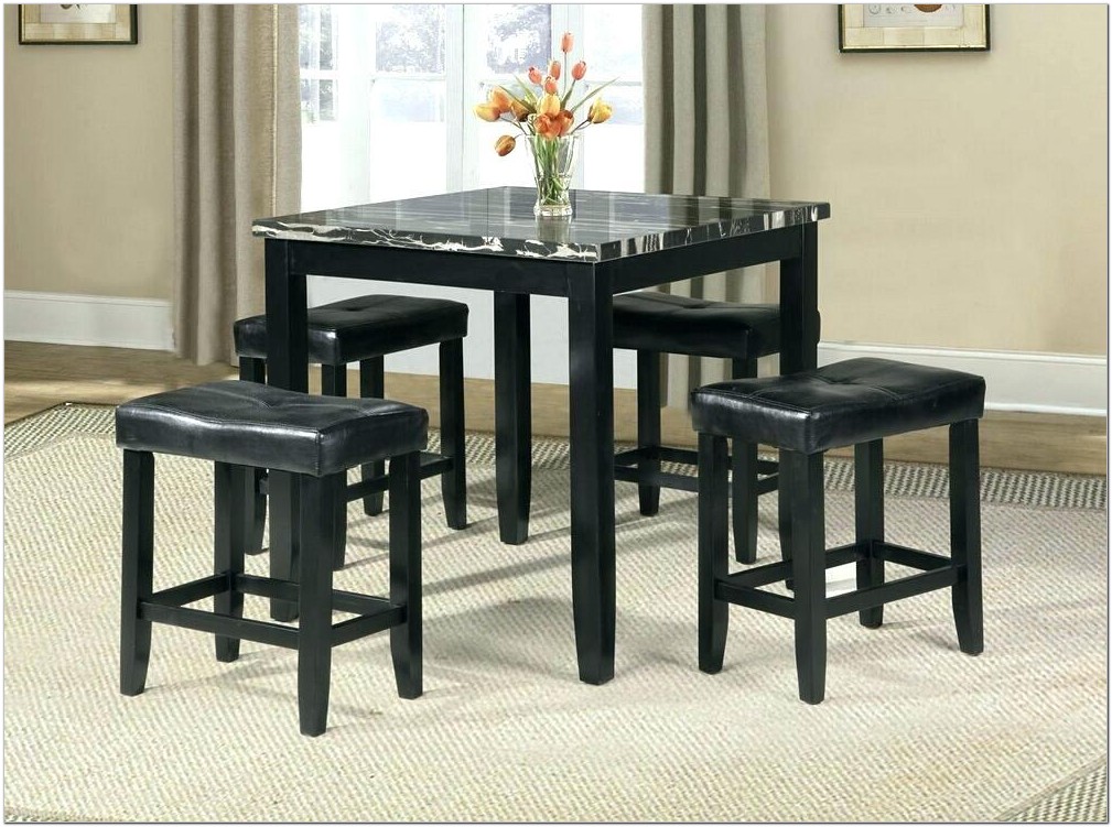 9pcs Contemporary Black Counter Height Dining Table 8 Stools Set