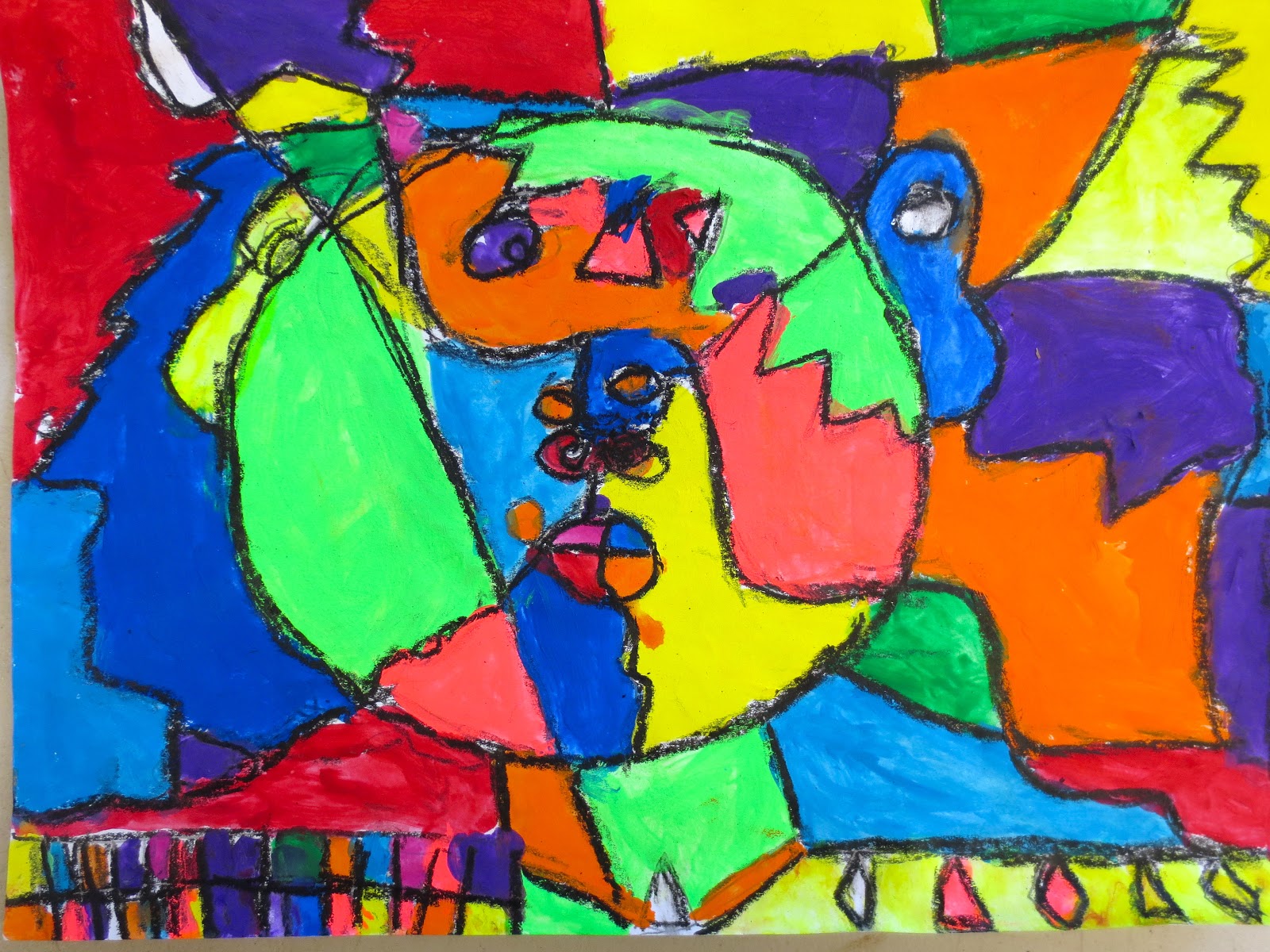 Zilker Elementary Art Class: 3rd Grade Picasso Faces Paintings