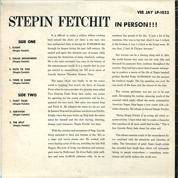 Vintage Stand-up Comedy: Stepin Fetchit - In Person 1961
