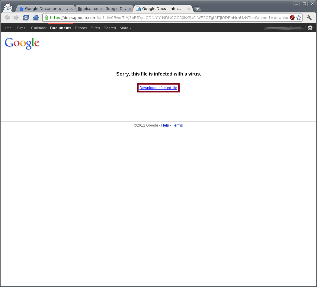 Détection de virus par Google Docs