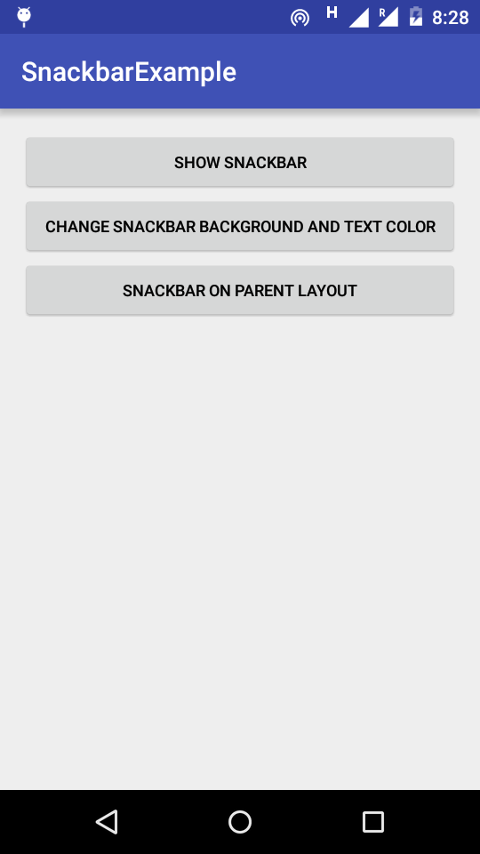 Android Snackbar Example