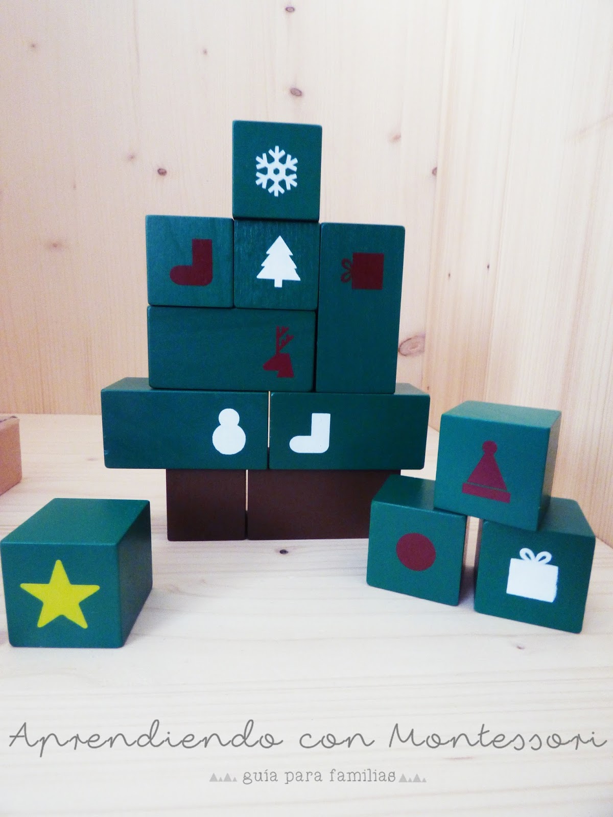 Bloques Abeto + Copos apilables - Aprendiendo con Montessori