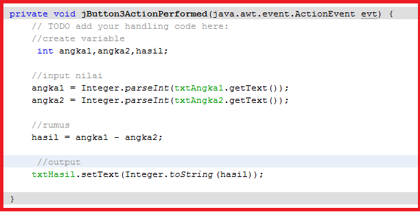 Contoh Program Pengurangan Java Netbeans ~ Materi Java Pemula
