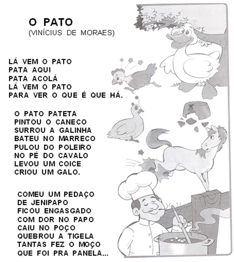Desenhos e atividades para a música o pato pateta-ESPAÇO EDUCAR