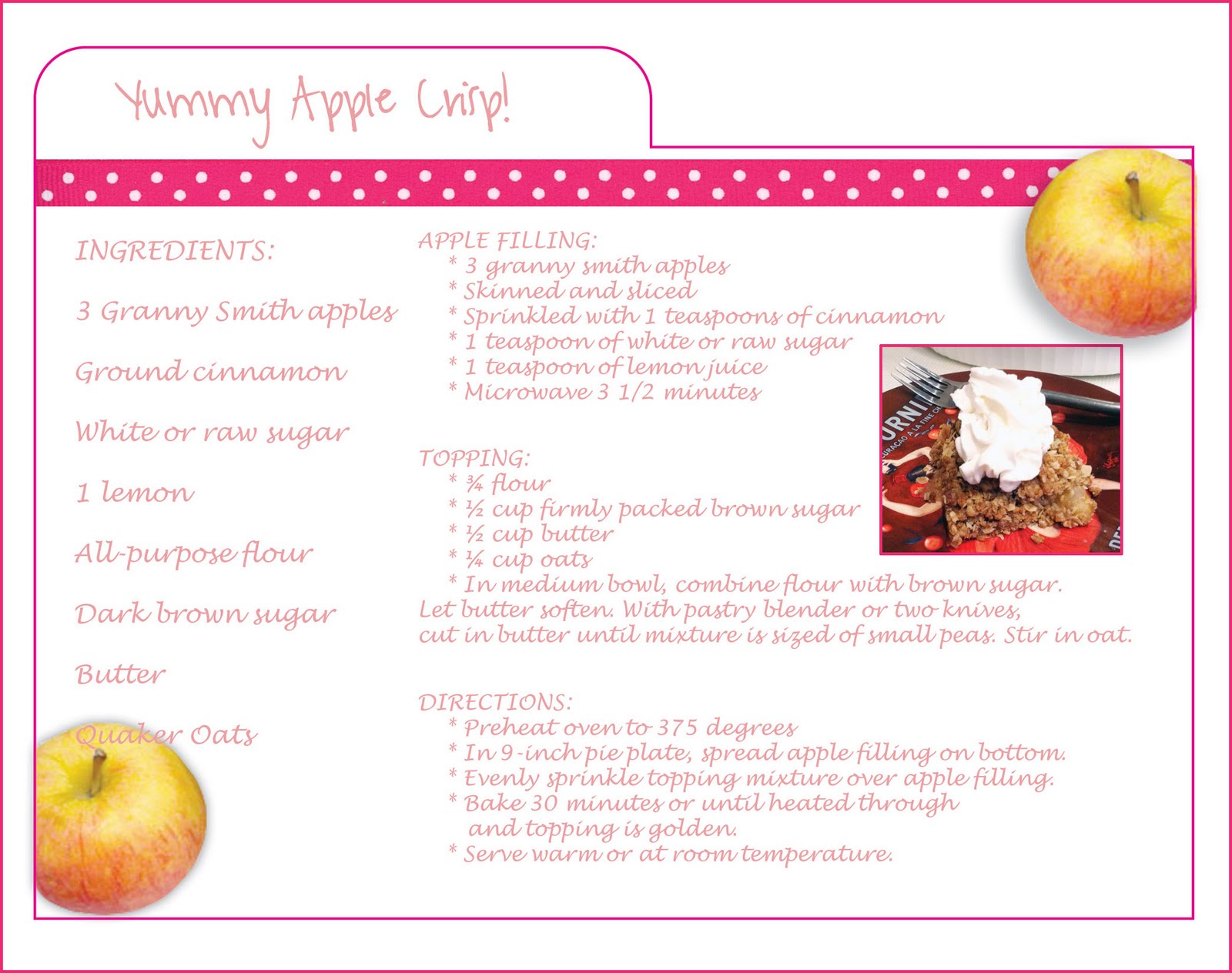 Henderson Rubin Creative Design Studio: Apple Crisp Pie + Free ...