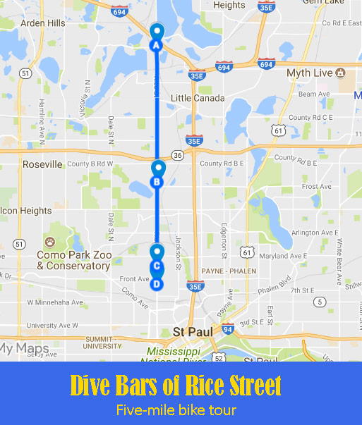 twin city sidewalks: Dive Bars of Rice Street Bike Tour this Sunday, 9/10