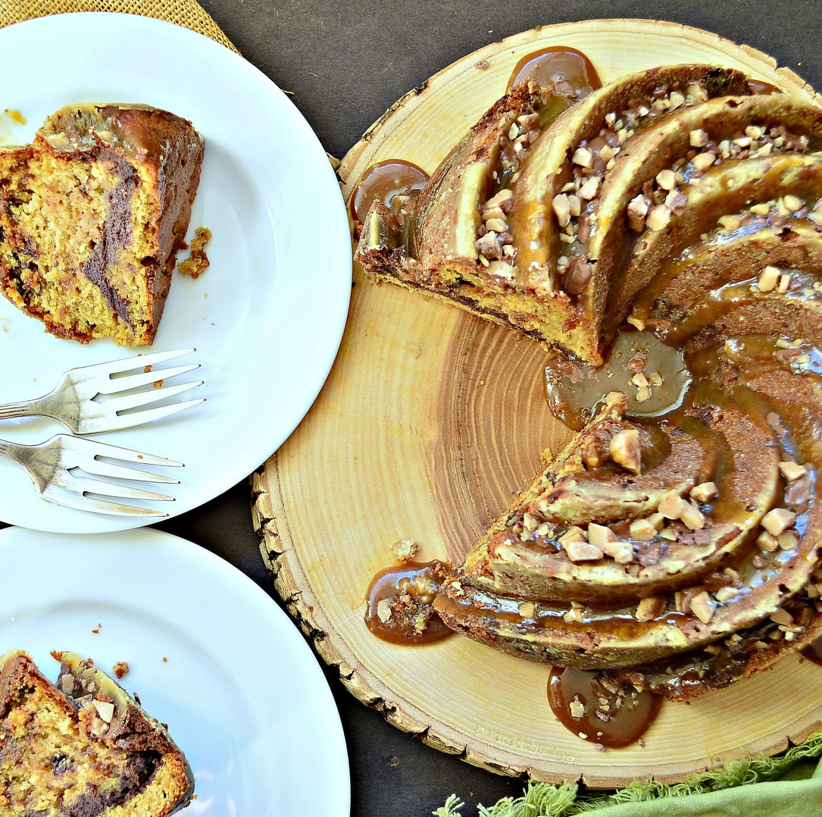 Toffee Bundt Cake with Fudge Ripple and Caramel Glaze - This Is How I Cook