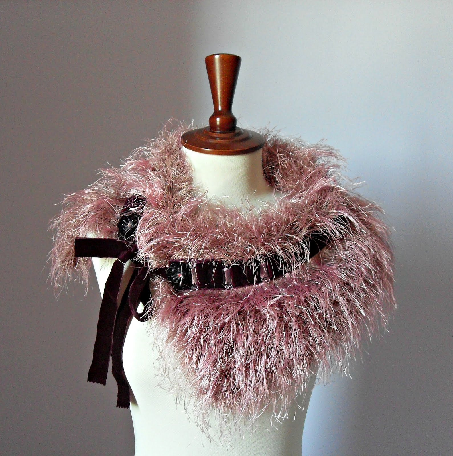 SILVIA66: Knitted Long Faux Fur Cowl Collar Capelet Pink and Purple ...