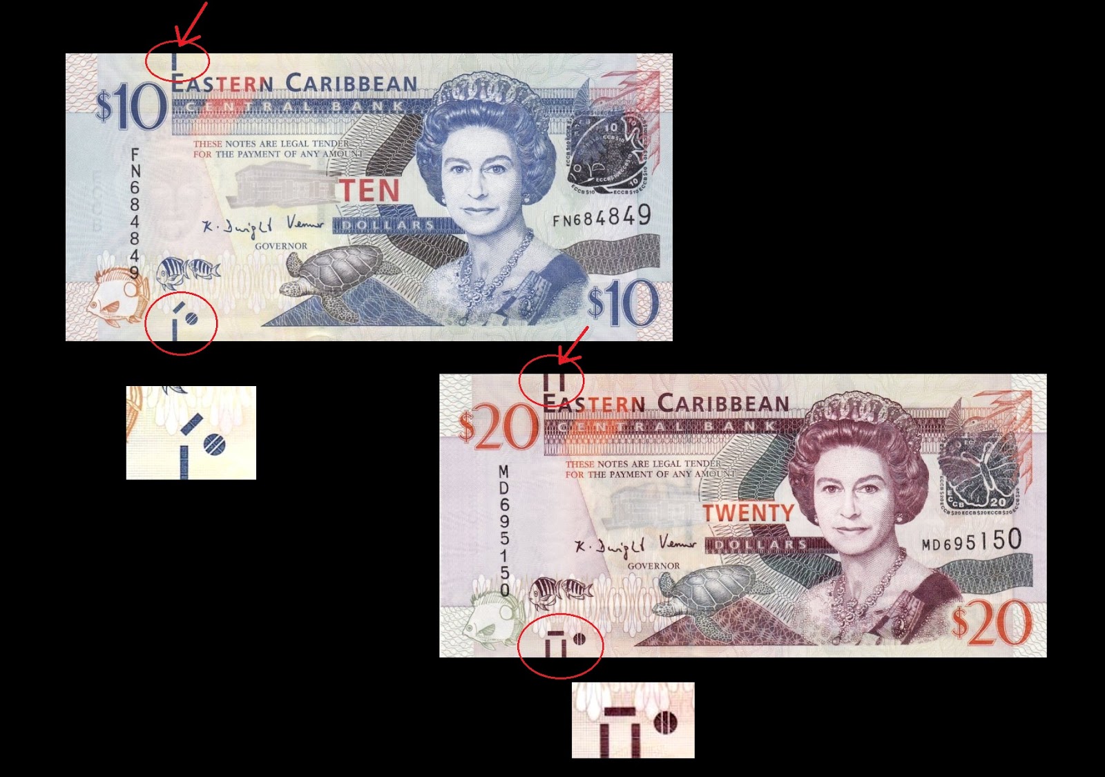 COLLECTORBOX - World banknotes and coins: New Issue Eastern Caribbean 2012