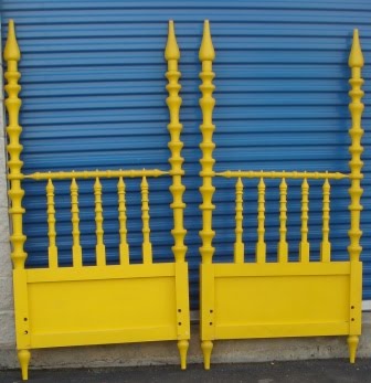 Nicole Wood Interiors: Vintage YELLOW "Spindle" Twin Headboards!!!! $480