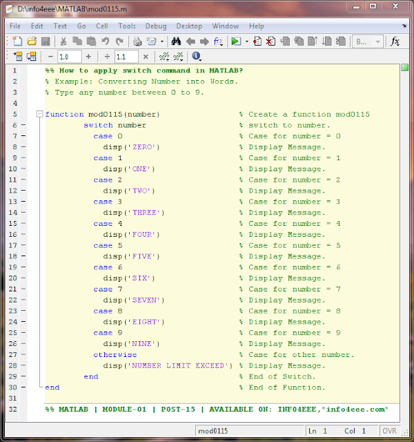 How To Apply SWITCH Command in MATLAB - INFO4EEE