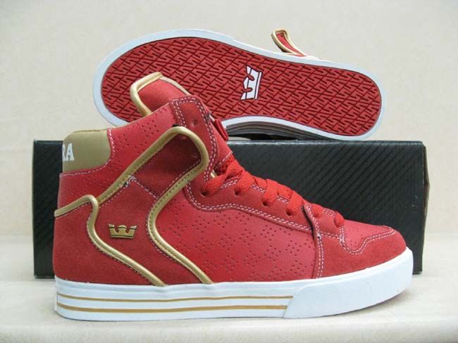 Tenis Supra Vaider: Tenis Supra Vaider Vermelho e Dourado