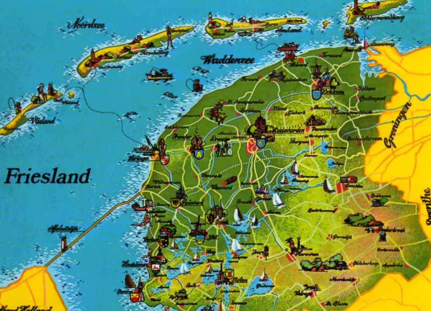 Postcards Around the World: Map of Friesland - Netherlands
