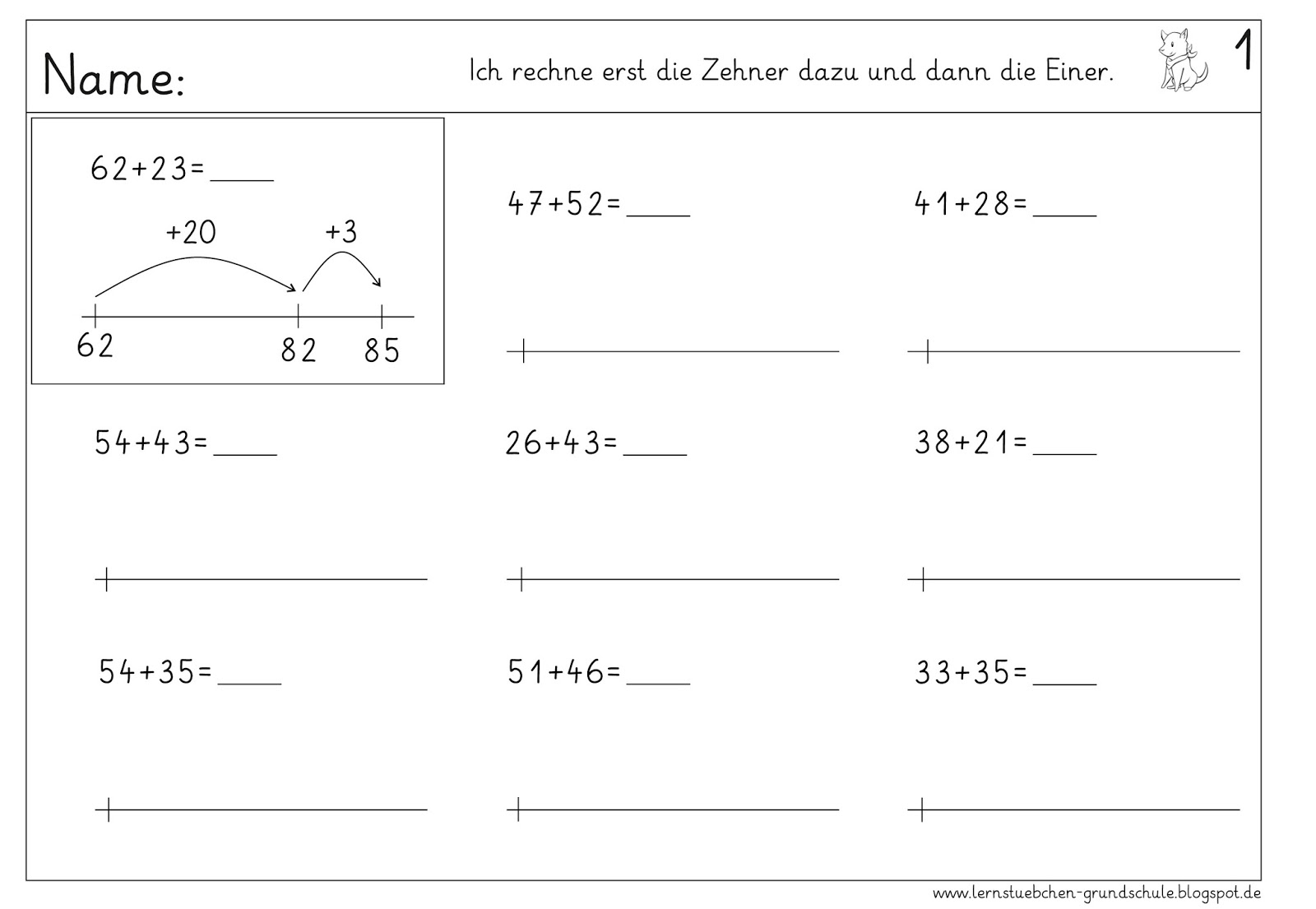 Lernstübchen: Rechnen am Rechenstrich