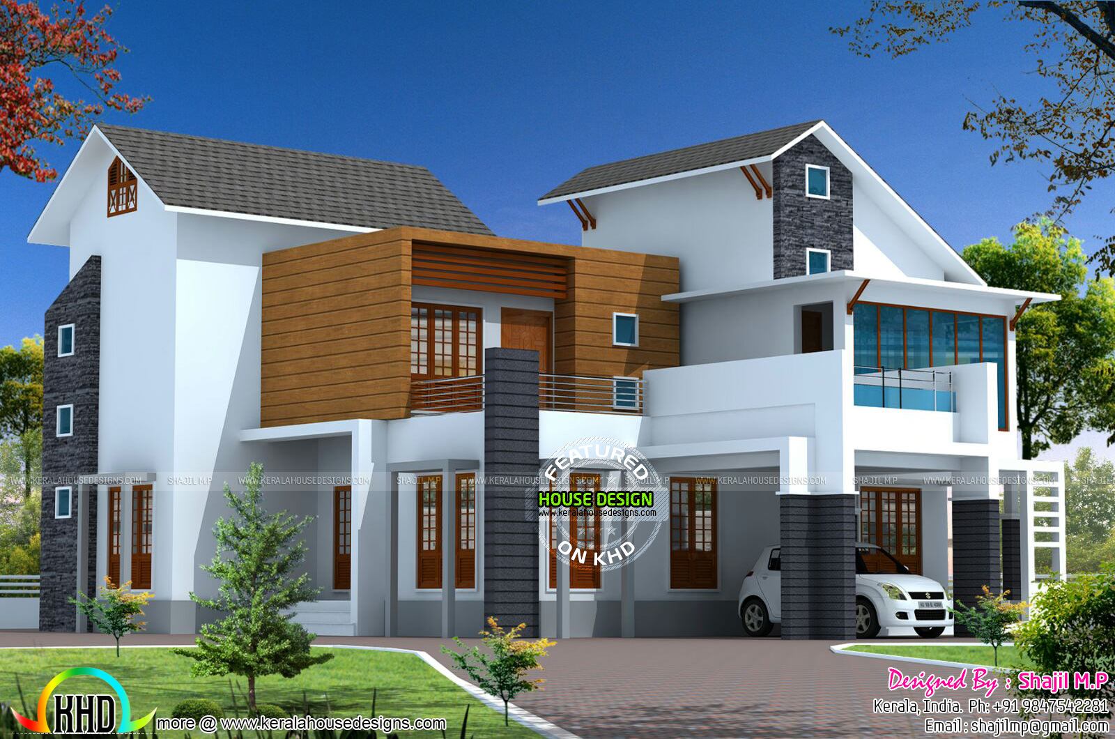 Modern contemporary mix roof - Kerala Home Design and Floor Plans - 9K ...