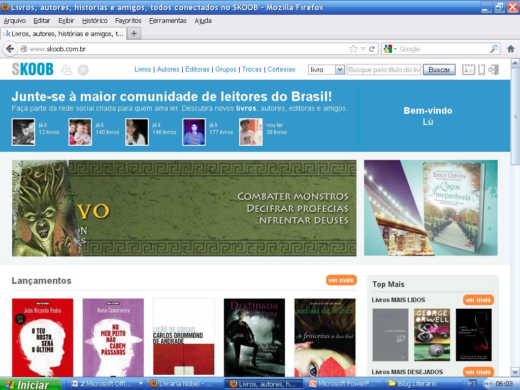 Marketing Literário: Skoob - A Rede Social dos leitores!!