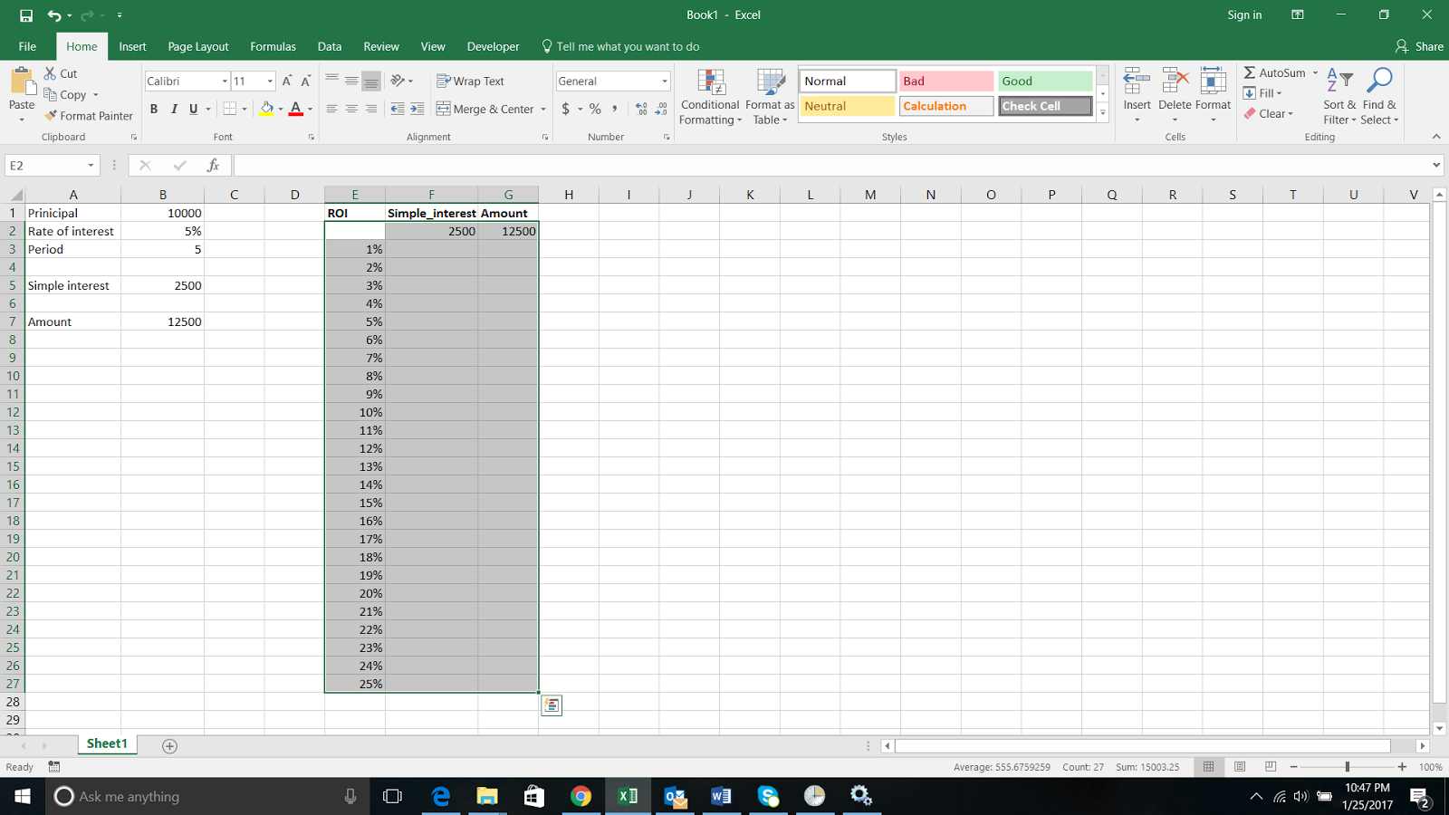 Sundar's blog: One way Data Table - Excel