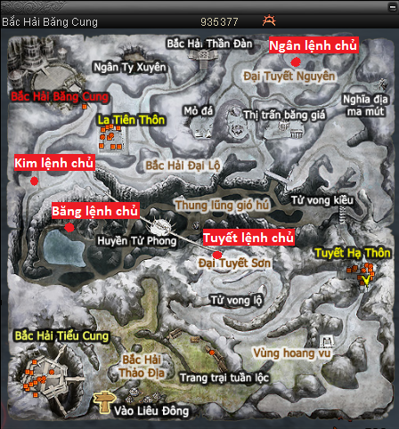 9Dragons Online: Vị trí boss danh hiệu Chinh Phục Bắc Hải (DzoGame)