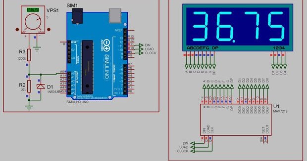 ARDUINO 50V DIGITAL VOLTMETER USING MAX7219 - Dijital Elektronik ...