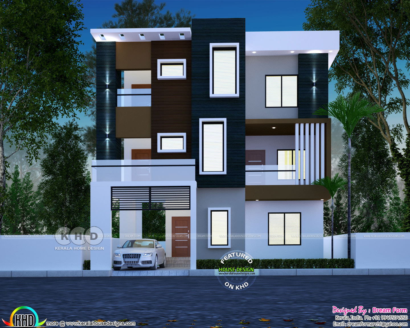 5 bedroom three storied modern home design - Kerala Home Design and ...