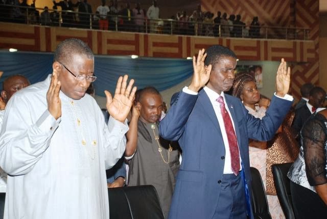 Goodluck Jonathan Worships At Winners Chapel