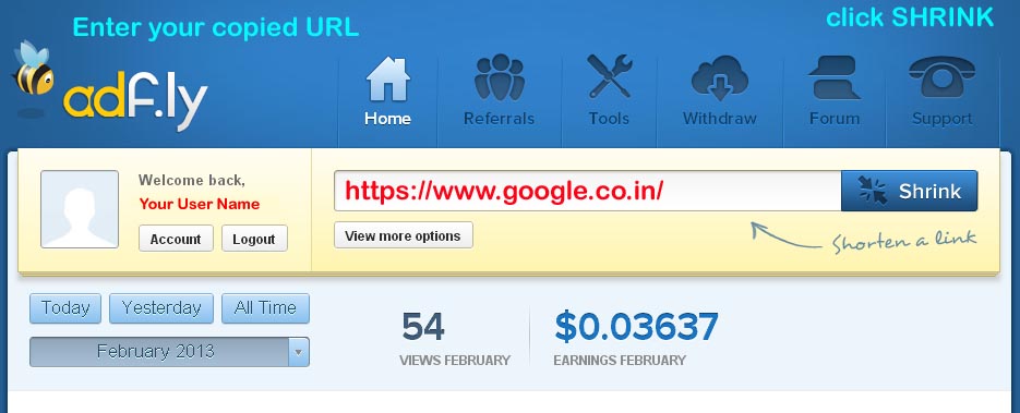 How to Shrink Links by Adfly - to earn money by Adfly - ADFLY -adfly ...