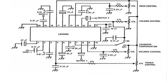 Audio Tone Control Circuit - The Circuit