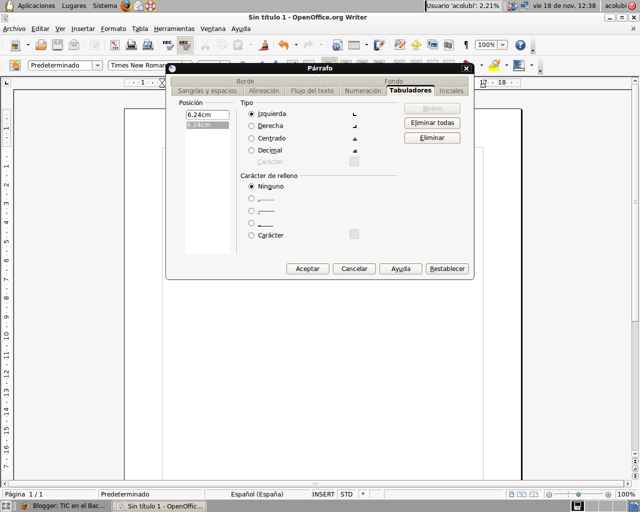 Informática Aplicada: 10.- Tabulaciones en Writer